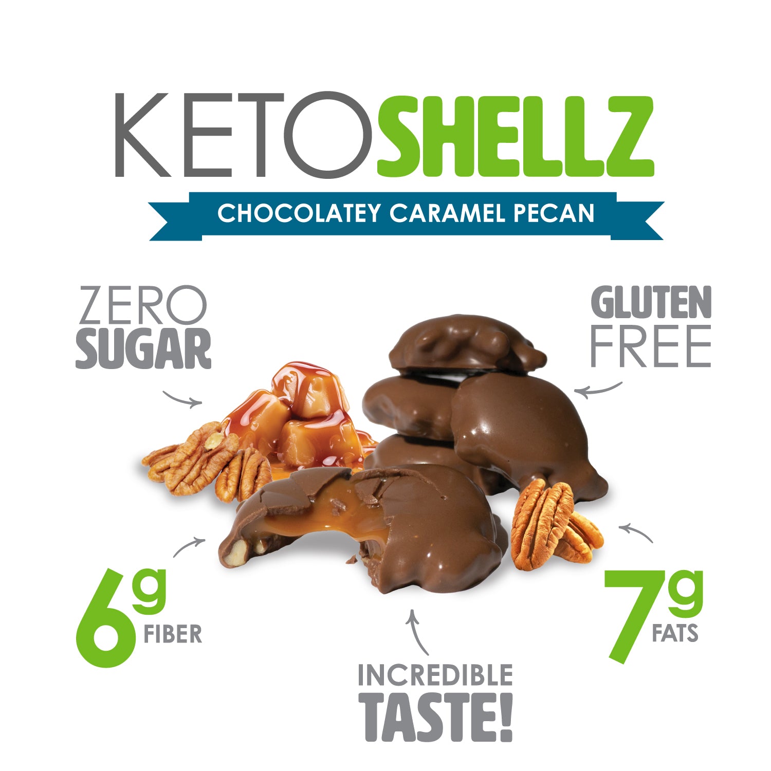 Chocolate Caramel Pecan Keto Shellz | The No Sugar Company